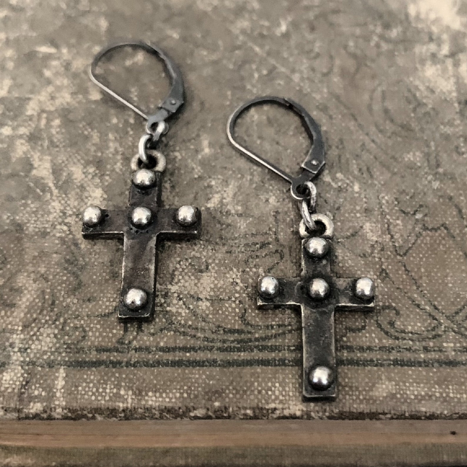 Rocker Cross Stud Earrings, Medieval Cross, Dangle Cross, Gothic Cross ...