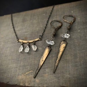 Edgy Triple Crystal Necklace, Raw Crystal Jewelry, Herkimer Crystal ...