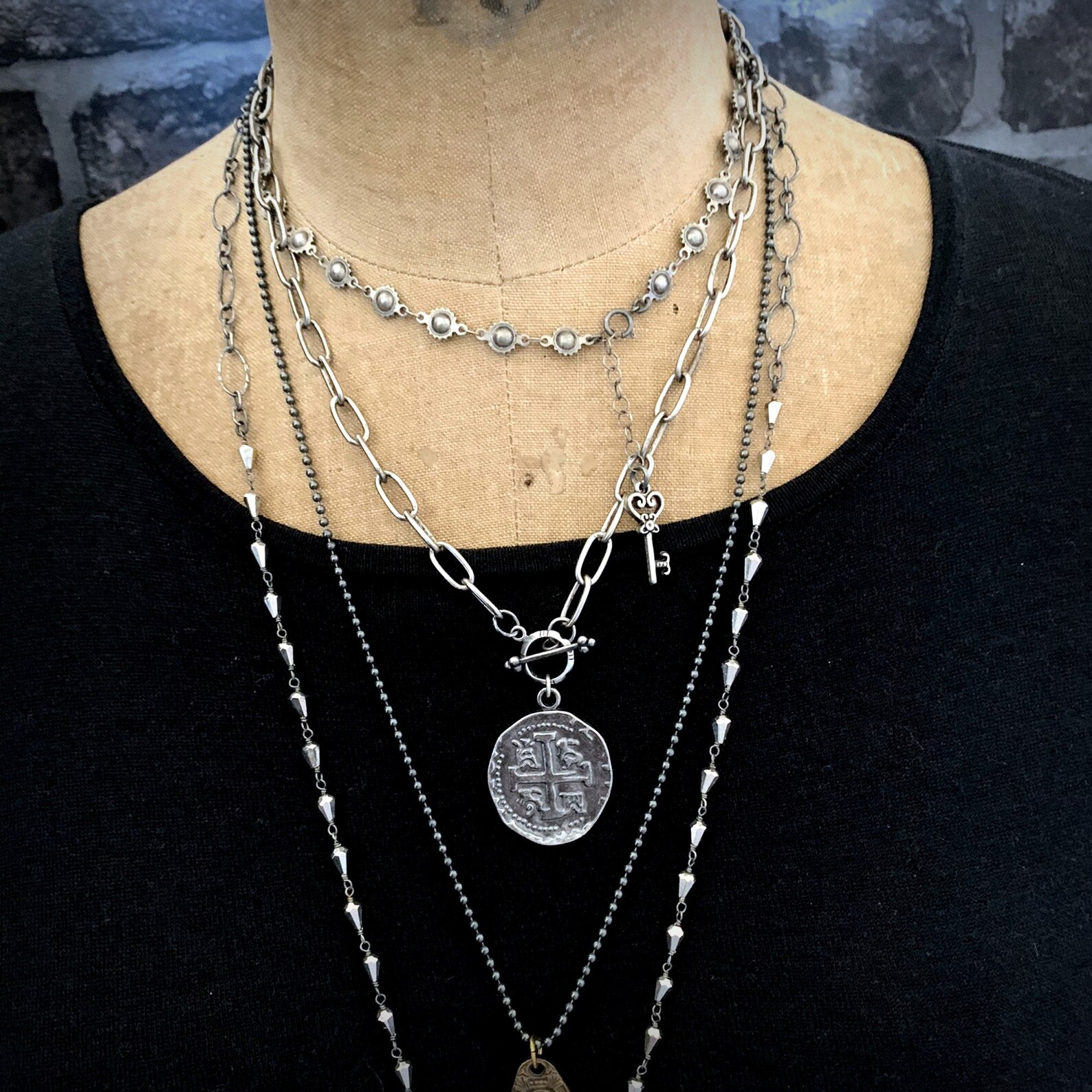 Spanish Coin Necklace Silver Pendant Toggle Clasp Replica | Etsy