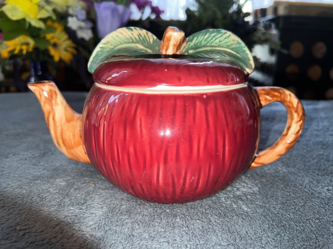 Vintage Ceramic Apple Tea Pot - Etsy UK
