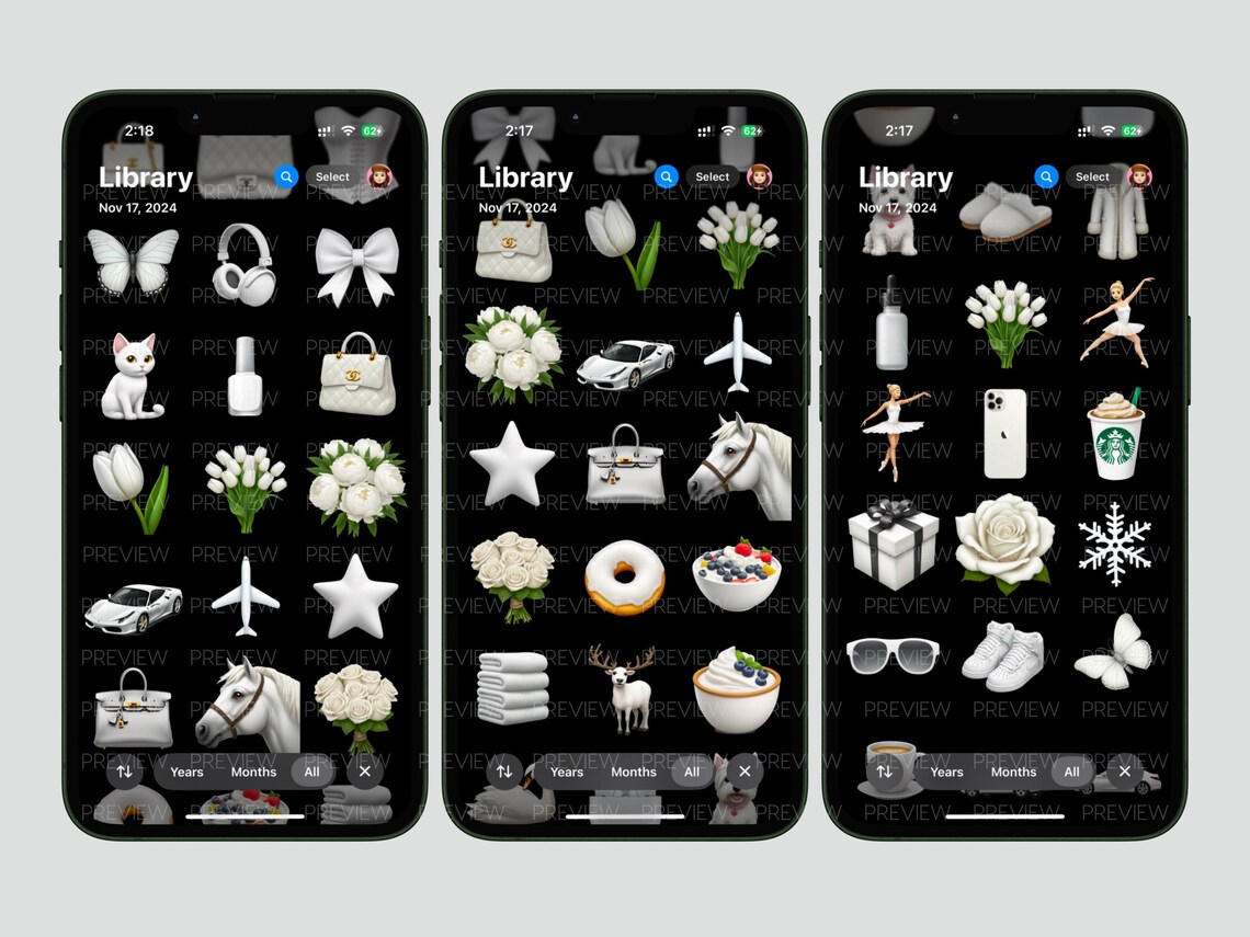 100 Ios 18 White Emoji Pack Clean Girl Aesthetic iPhone Emojis Minimal ...