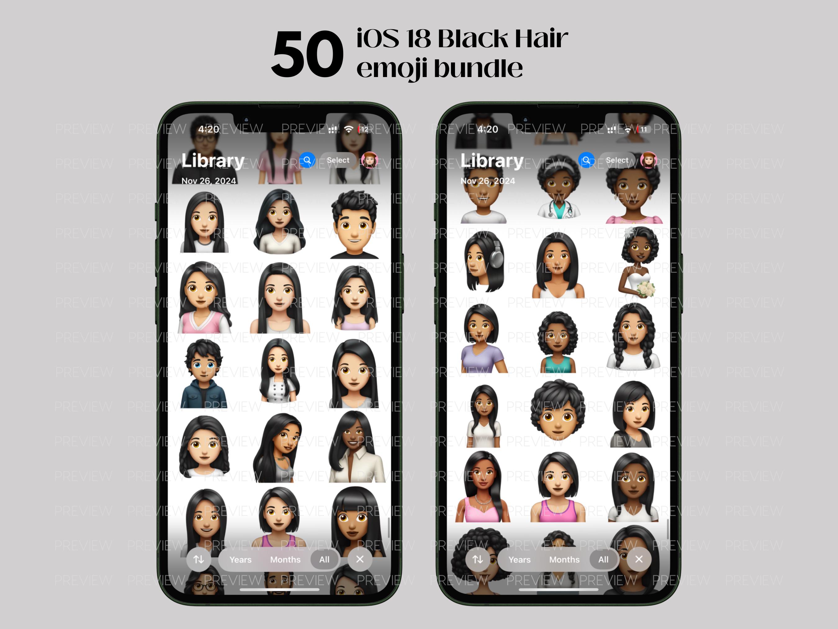 50 Ios 18 Black Hair Person Emoji Pack Aesthetic Hairstyle iPhone Emoji ...