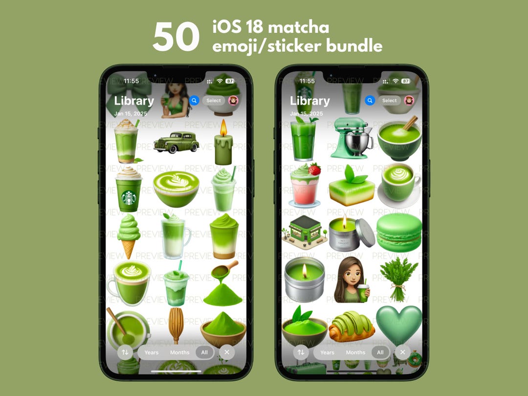 50 Ios 18 Matcha Emoji Pack Aesthetic iPhone Emojis Green Tea Apple ...