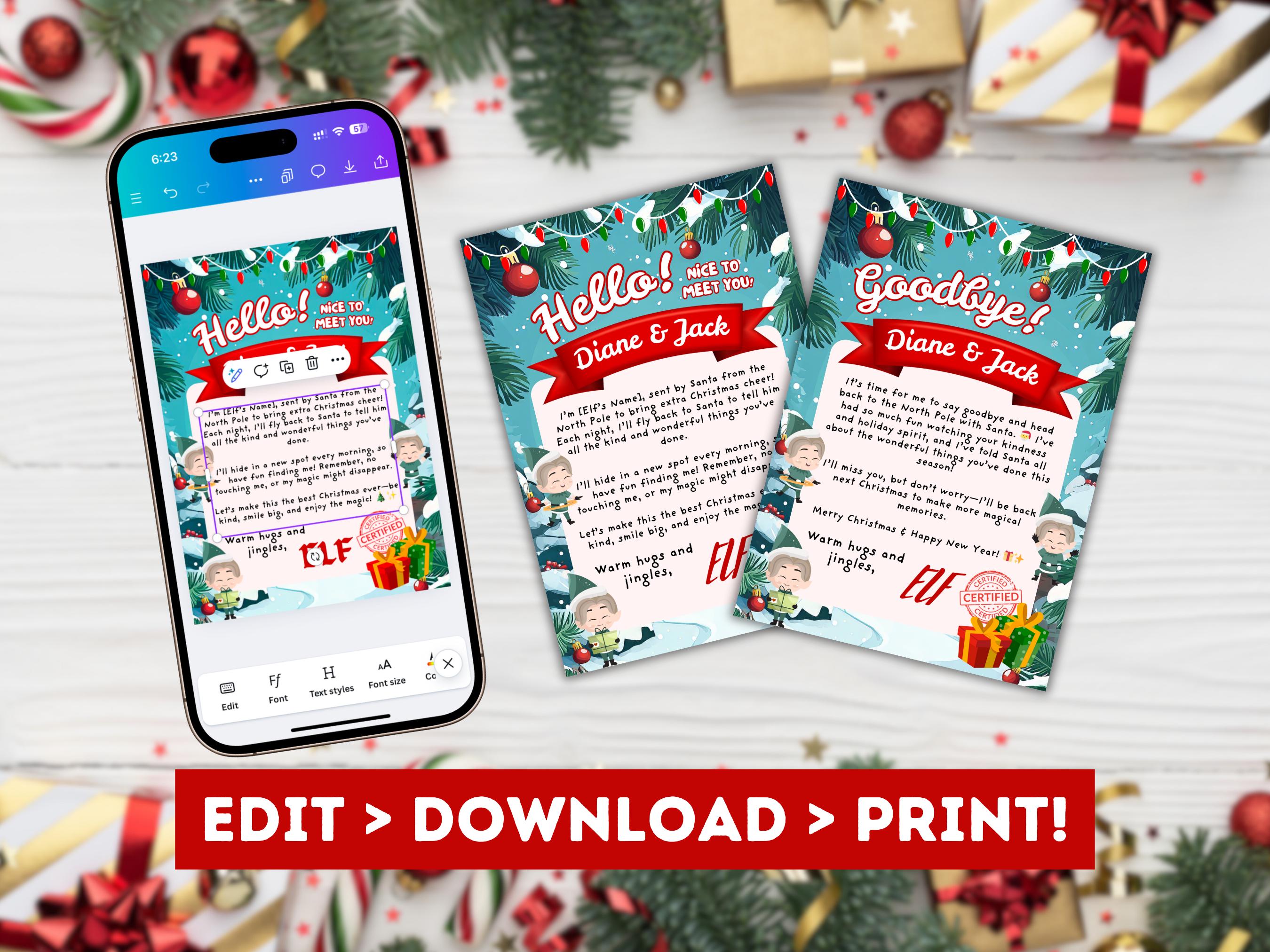EDITABLE CANVA Elf Arrival Printable Letter Personalized Custom Gift ...