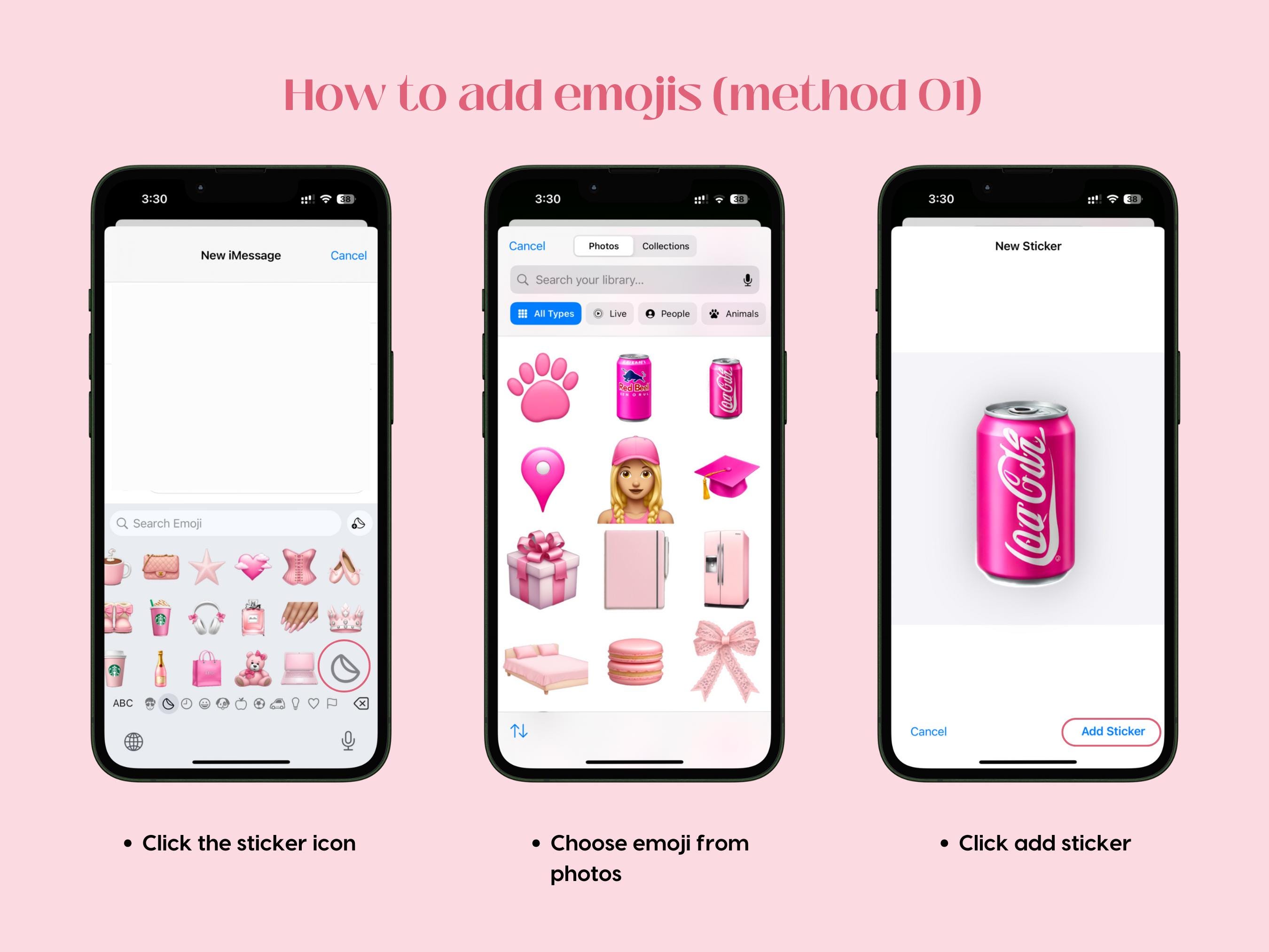 100 Ios 18 Pink Girly Emoji Pack Cute Pink Aesthetic iPhone Emojis Set ...