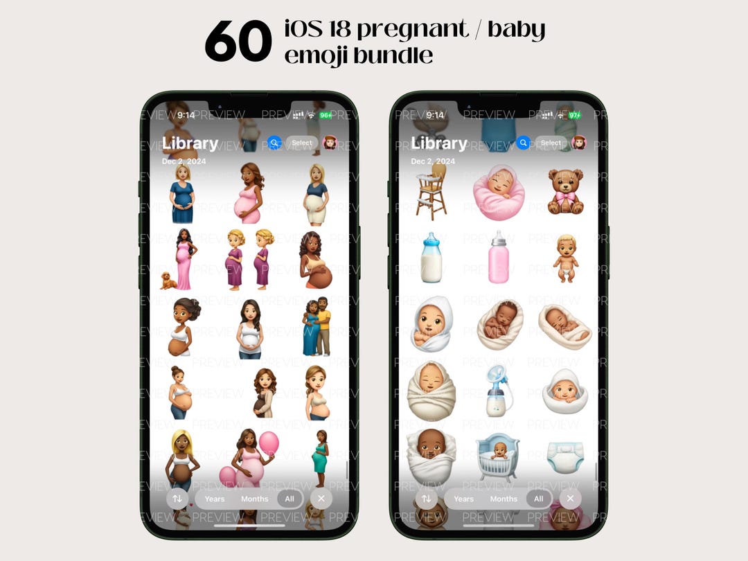 60 Ios 18 Pregnancy & Baby Emoji Pack Cute Maternity iPhone Emoji Set ...