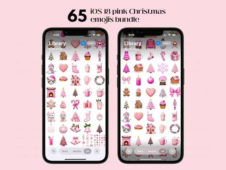 65 Ios 18 Pink Christmas Emoji Pack Festive Aesthetic iPhone Emoji Set ...