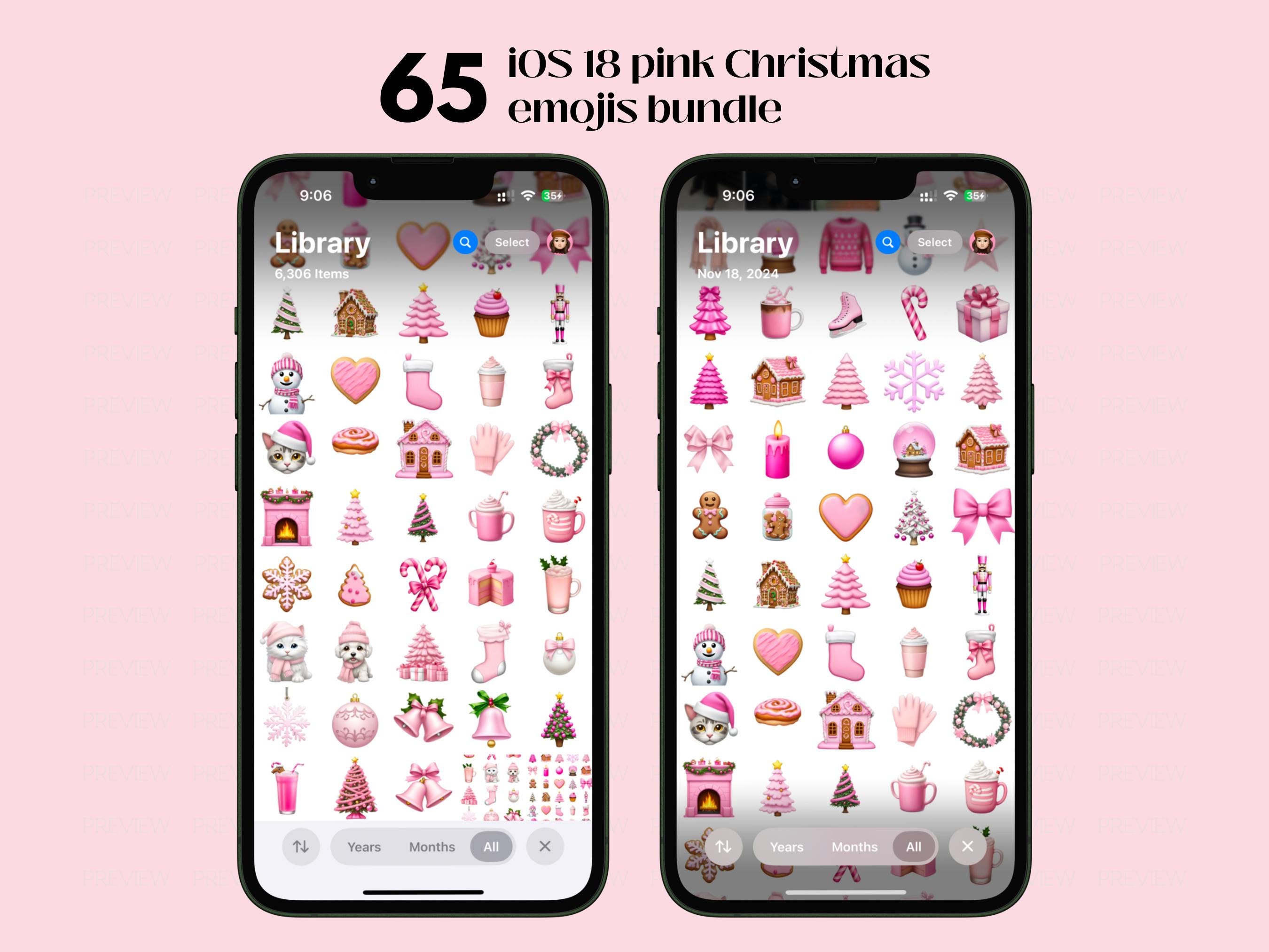65 Ios 18 Pink Christmas Emoji Pack Festive Aesthetic iPhone Emoji Set ...