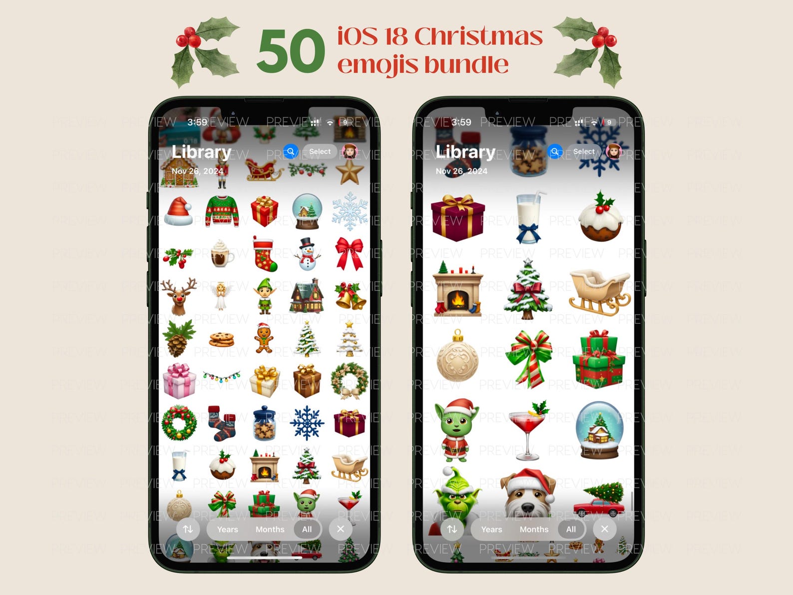50 Ios 18 Christmas Emoji Pack Festive Aesthetic iPhone Emoji Set Cute ...