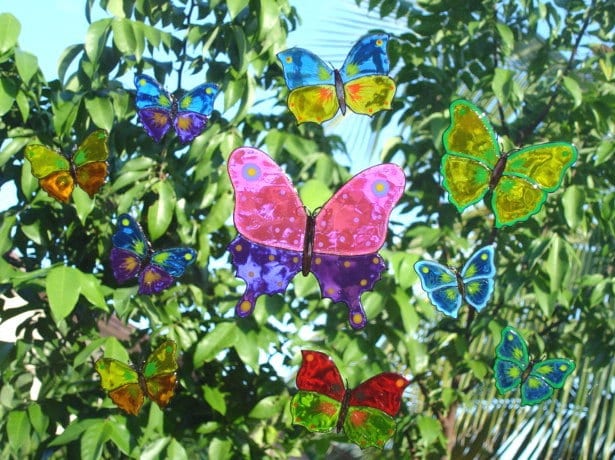 Colorful Butterflies Set of 10- Window Art Suncatcher Clings, Stained ...