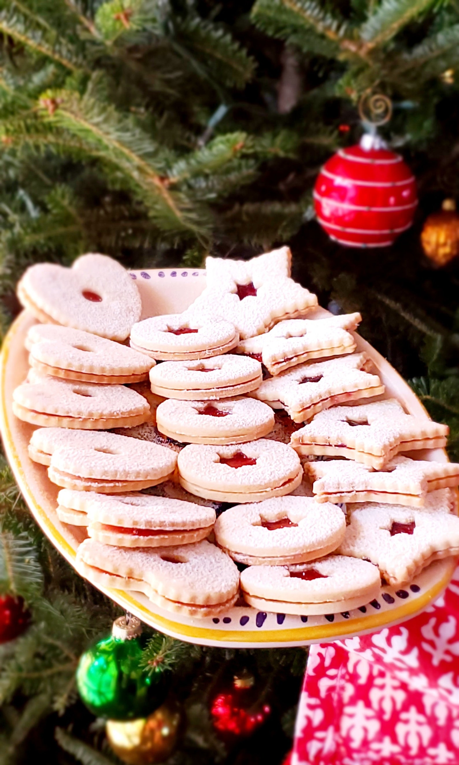 Assortment of Large Classic Linzer Cookies. Traditional Czech Christmas ...