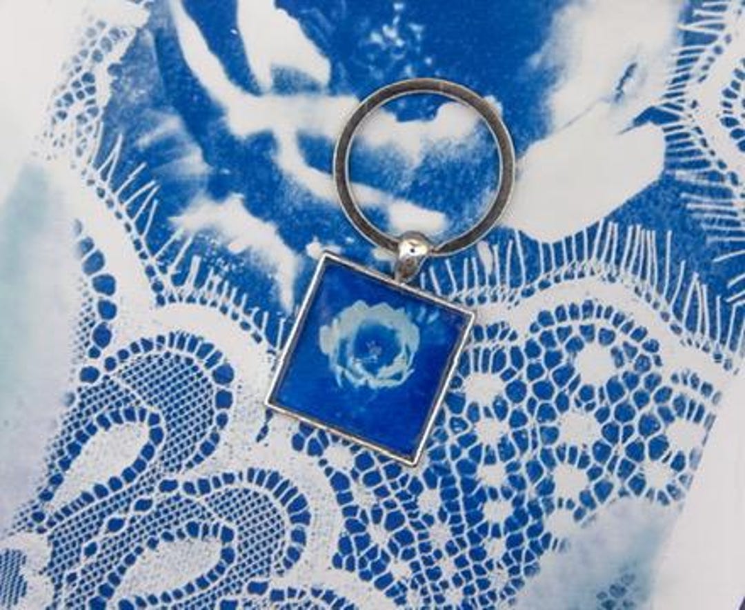 Cactus Blossom Cyanotype Keychain - Etsy