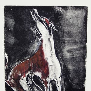 Howling Greyhound Monotype Hand Pulled Print Matted Print Framed by ...