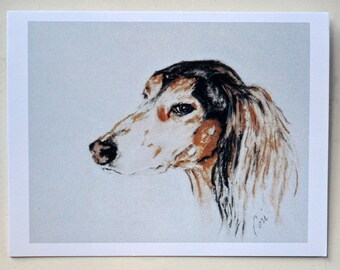 Black Saluki Tri-colored Saluki Dog Art Note Cards by Cori | Etsy