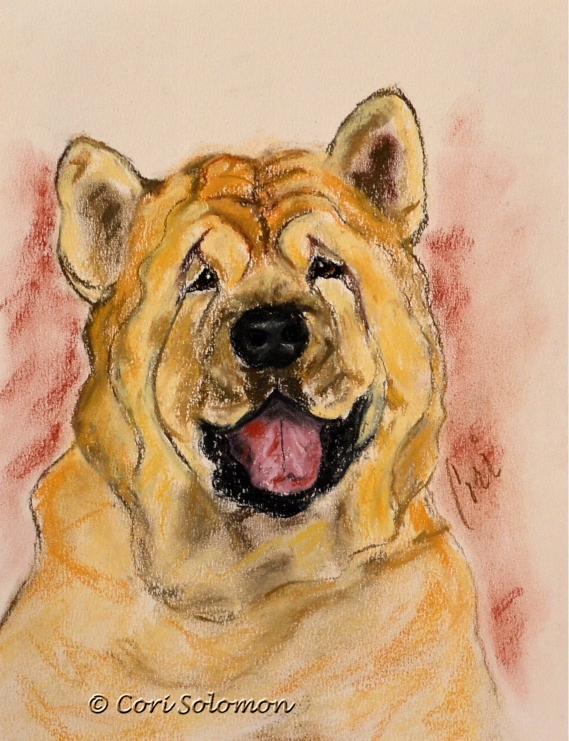 Chow Chow Dog Art Origninal Pastel Drawing by Cori Solomon - Etsy