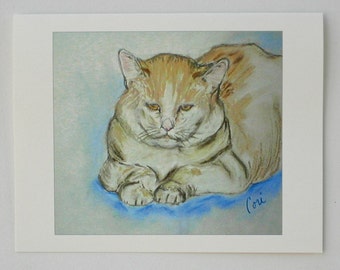 Two Cats Orange and Black Tabby Cat Art Note Cards by Cori | Etsy