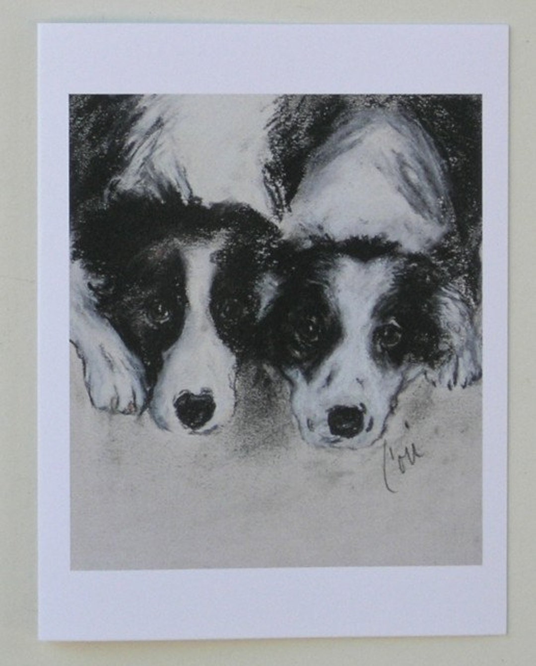 Two Border Collies Dog Art Note Cards by Cori Solomon - Etsy