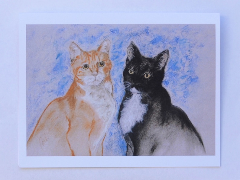 Two Cats Orange and Black Tabby Cat Art Note Cards by Cori Solomon - Etsy