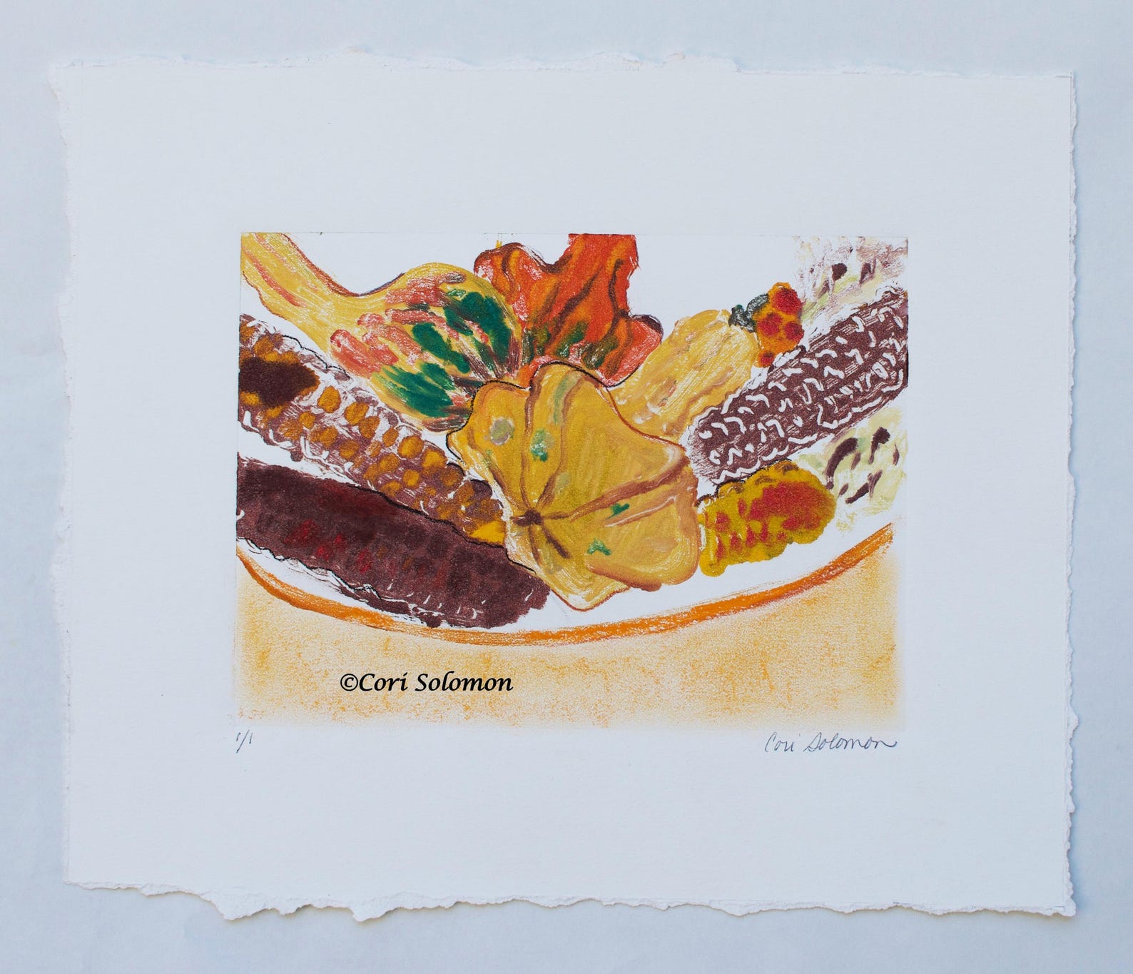Autumn Gourds Art Hand Pulled Print Monotype and Pastels by Cori ...