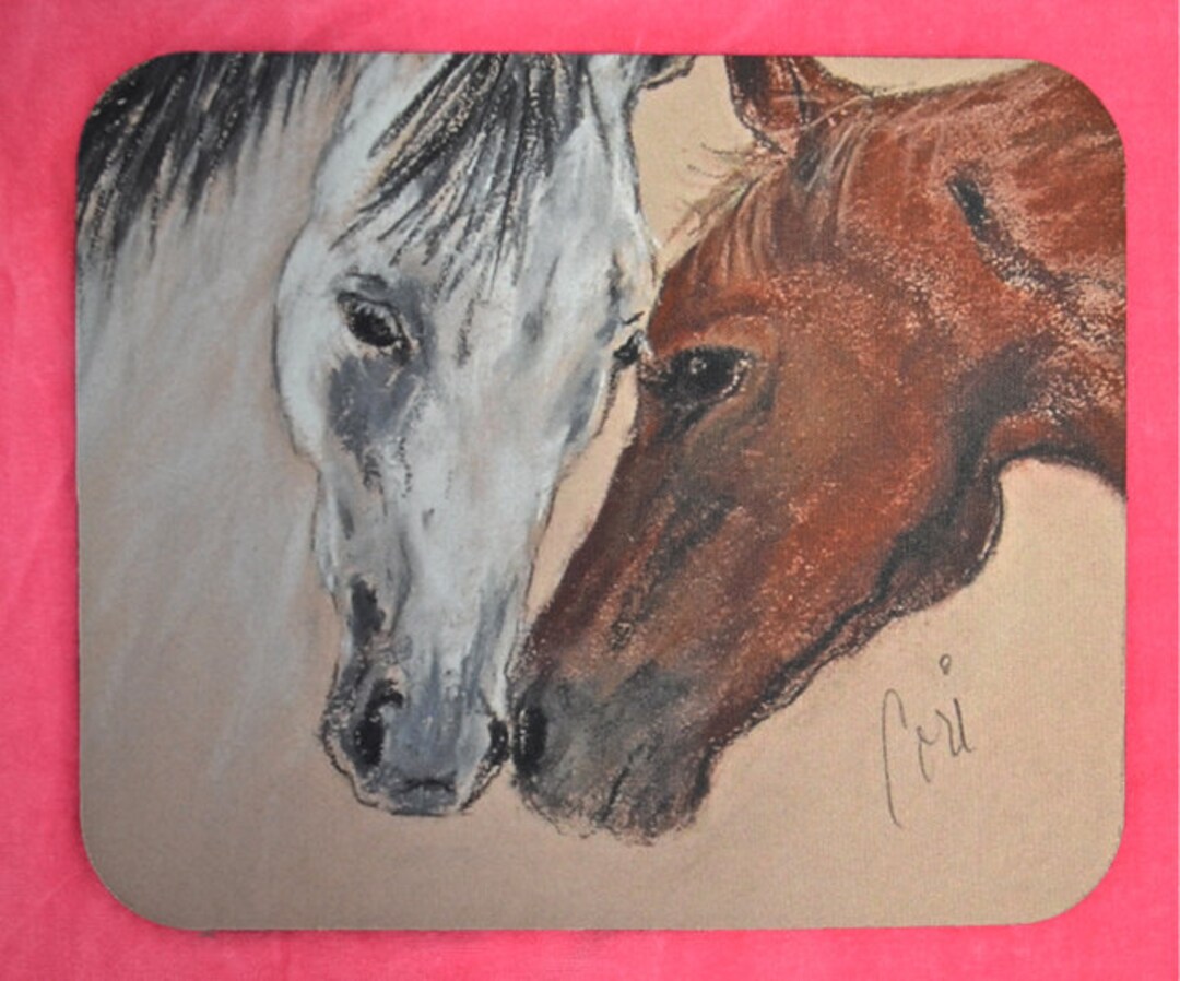 Bay and Roan Horse Art Mouse Pad Two Horses by Cori Solomon - Etsy
