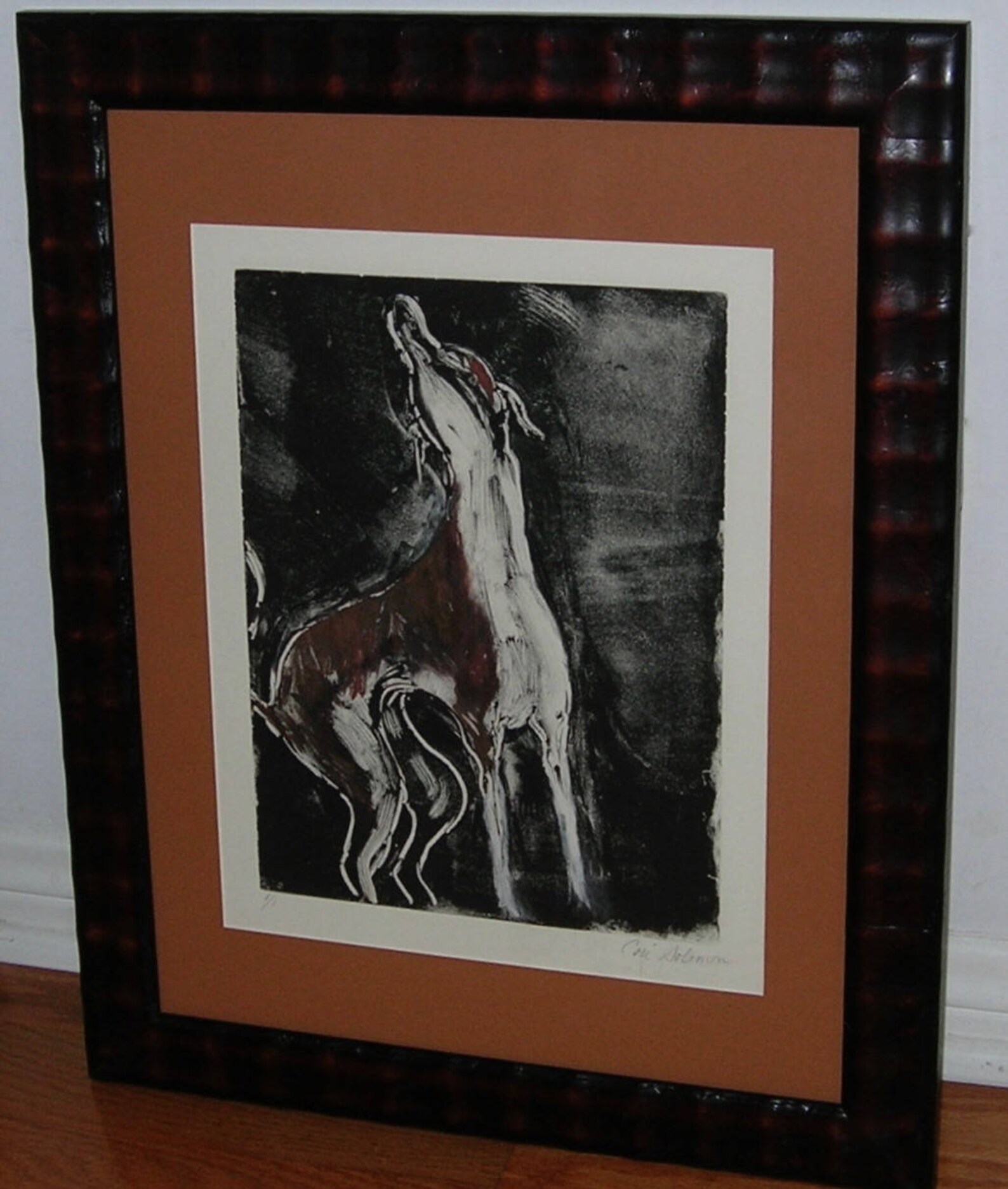 Howling Greyhound Monotype Hand Pulled Print Matted Print Framed by ...