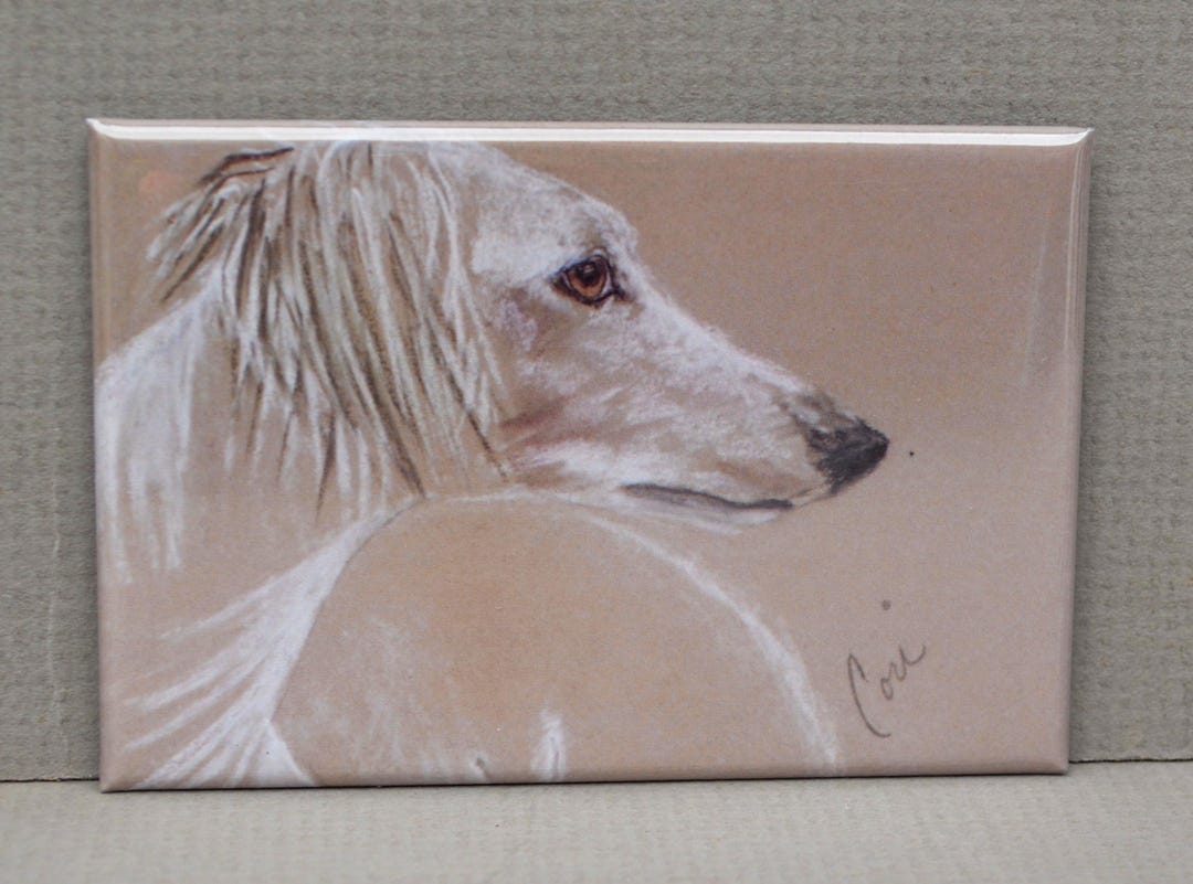 Cream Saluki Dog Art Beige Background Magnet by Cori Solomon - Etsy