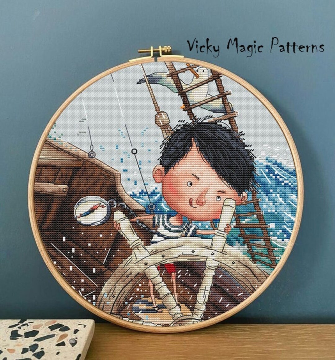 Cross Stitch Pattern PDF "captain" Chart Sailor Crossstitch DMC Xstitch ...