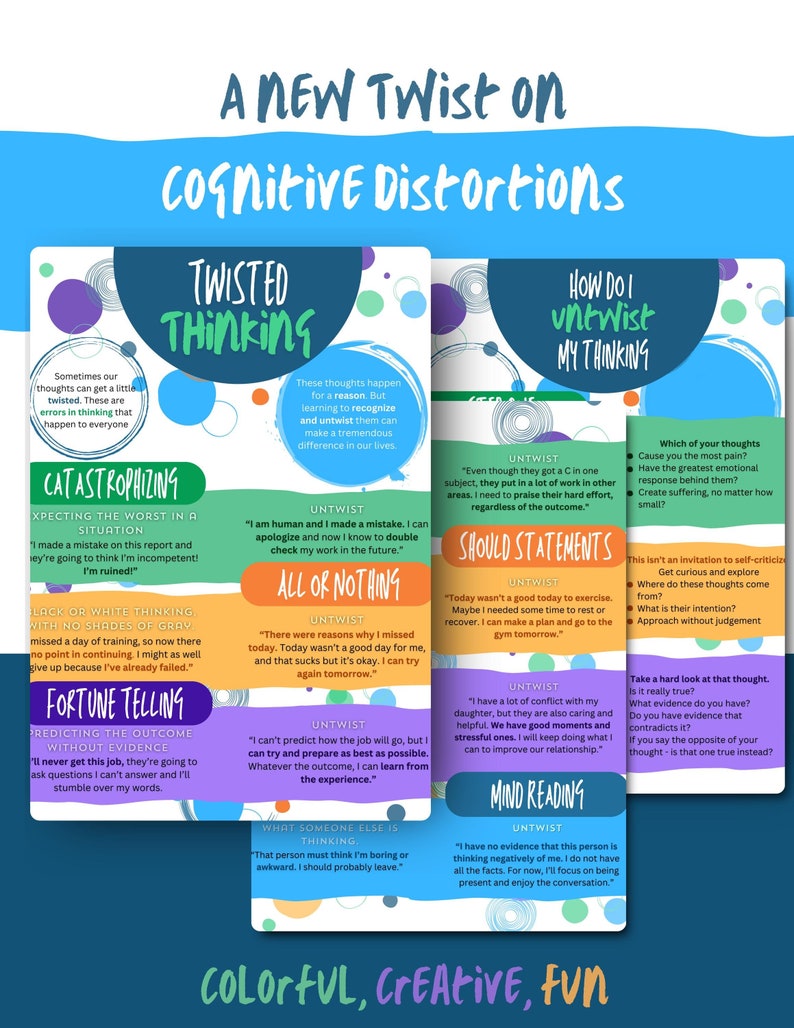 Untwist Your Thinking - A New Way to Discuss Cognitive Distortions - Etsy