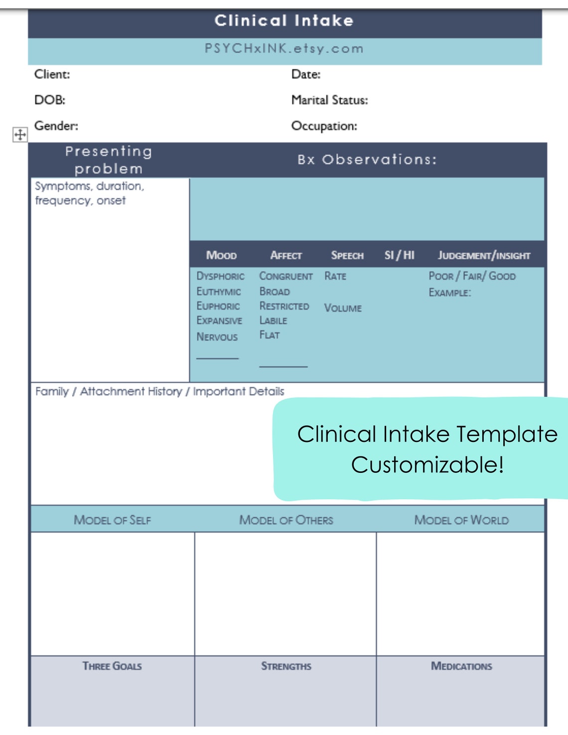 Clinical Interview + Clinical Intake Templates - Etsy
