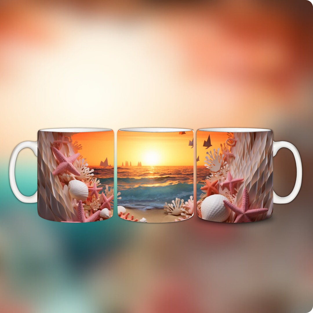 3D Coral Cave Mug Wrap Template for Sublime Sea Adventures Dive Into ...