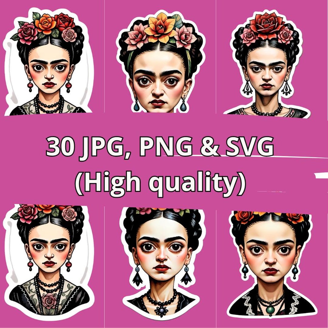 30 Gothic Frida Kahlo Stickers for Valentine's Day High-quality JPG ...