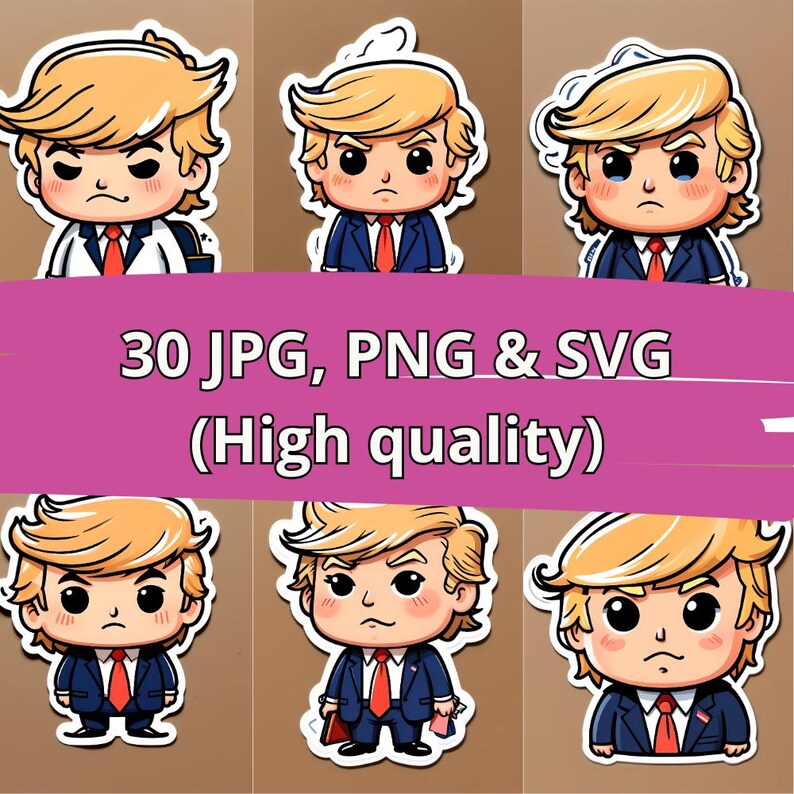 Donald Trump Chibi Sticker JPG, PNG transparent & SVG Enchanting ...