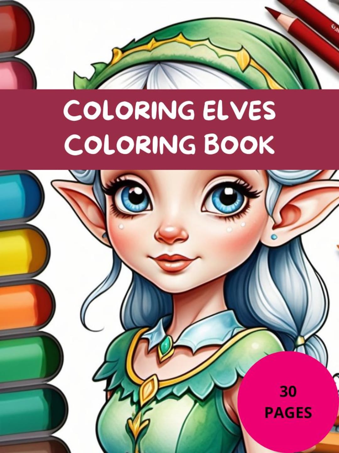 Coloring Book With Super Cute Designs of Beautiful Elves - Magical ...