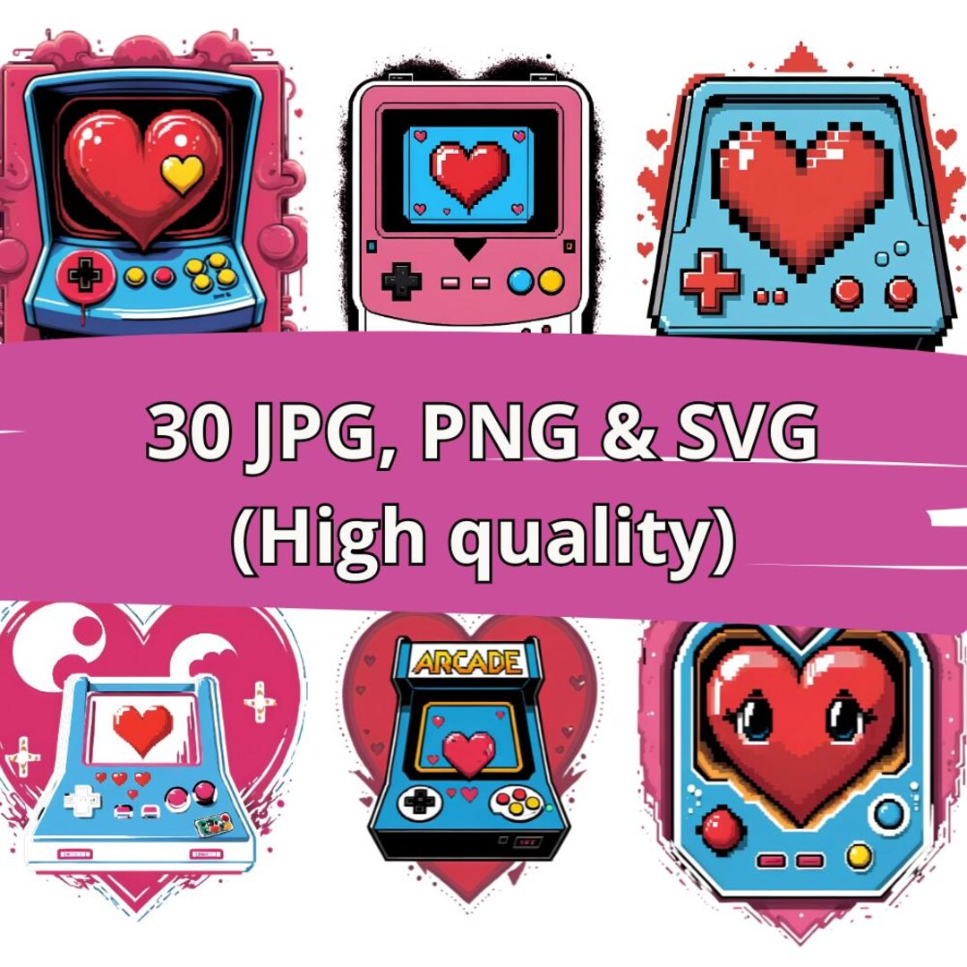 30 Retro Arcade Stickers - High-quality Pngs for Sublimation, Gamer ...