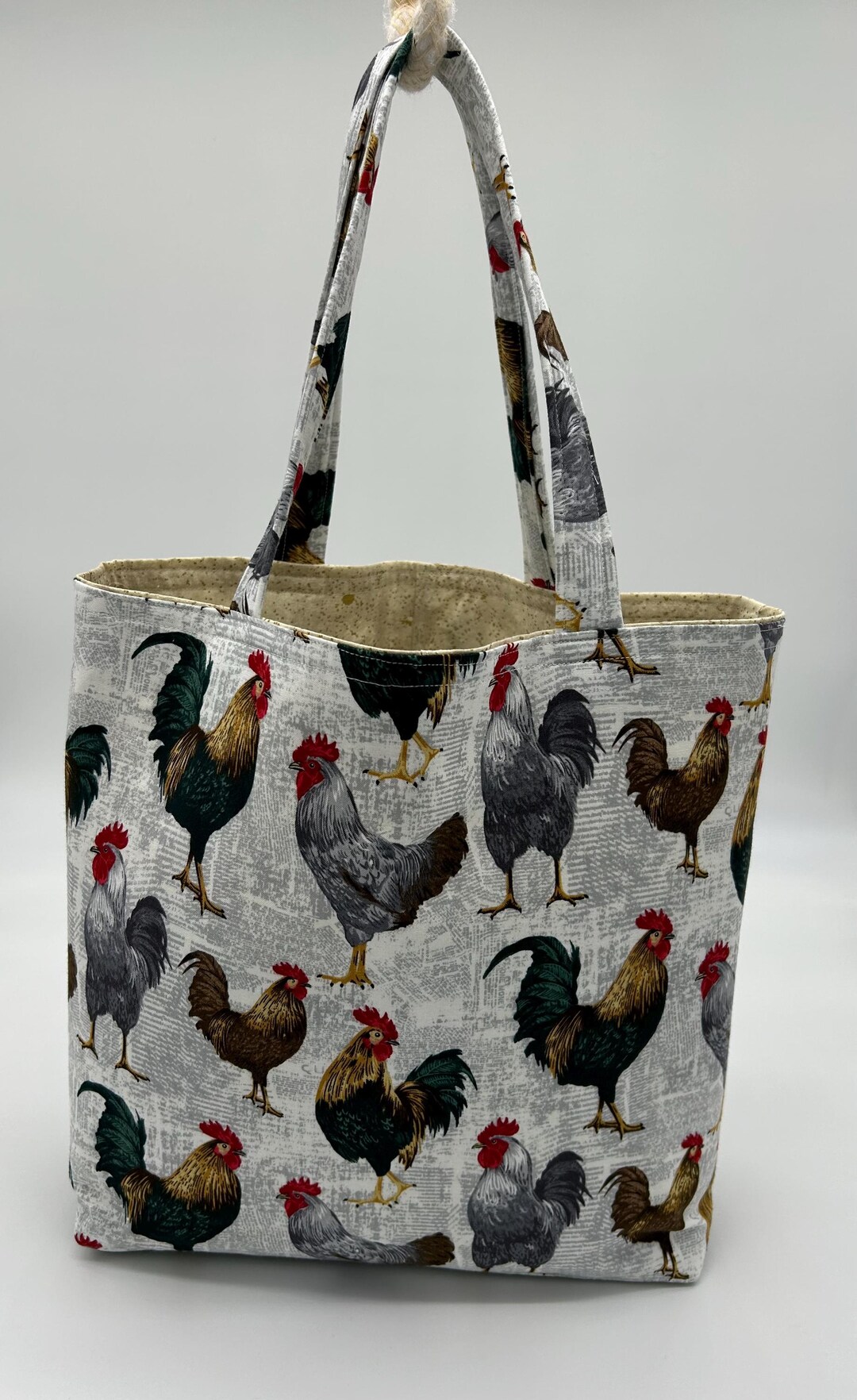 Roosters Cotton Fabric Shopping Tote Bag - Etsy