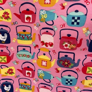 Tea Kettles Cotton Fabric Shoulder Tote Bag With Interior Pockets - Etsy