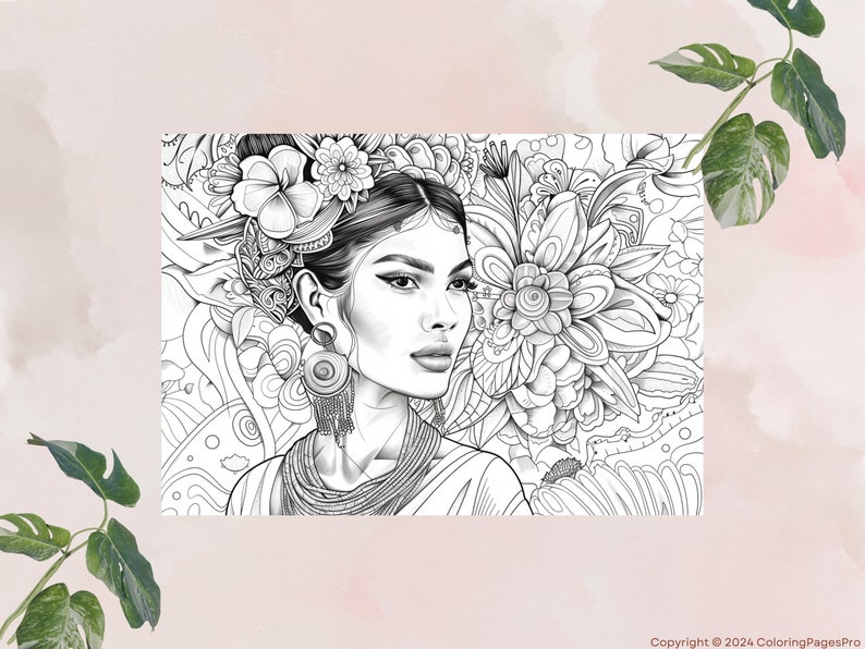 Mexican Women Printable Coloring Pages for Adults and Kids | Instant ...
