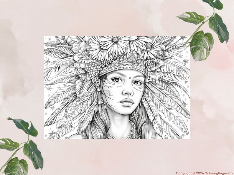 Indigenous Women Printable Coloring Pages for Adults and Kids Instant ...