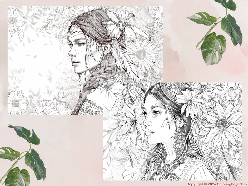 Indigenous Women Printable Coloring Pages for Adults and Kids | Instant ...