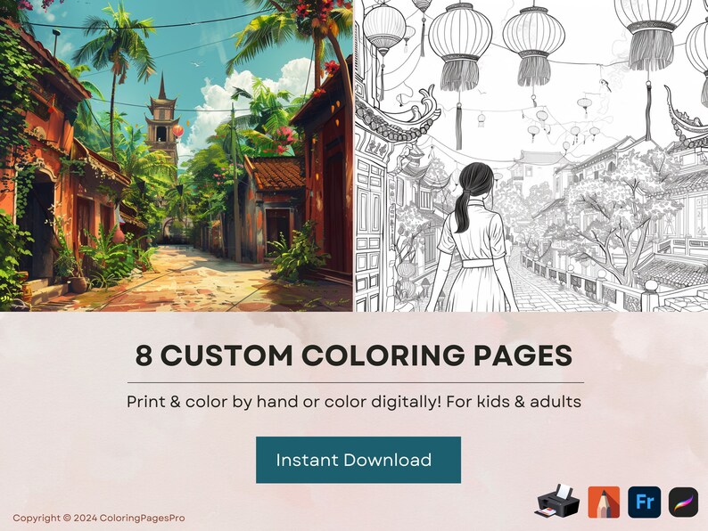 Vietnam Printable Coloring Pages for Adults and Kids | Instant Download ...