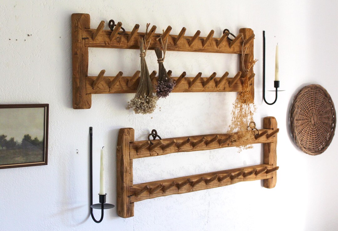 Antique Wooden Plow Hanging Racks Set (2) 3ft | Rustic Coat Rack ...