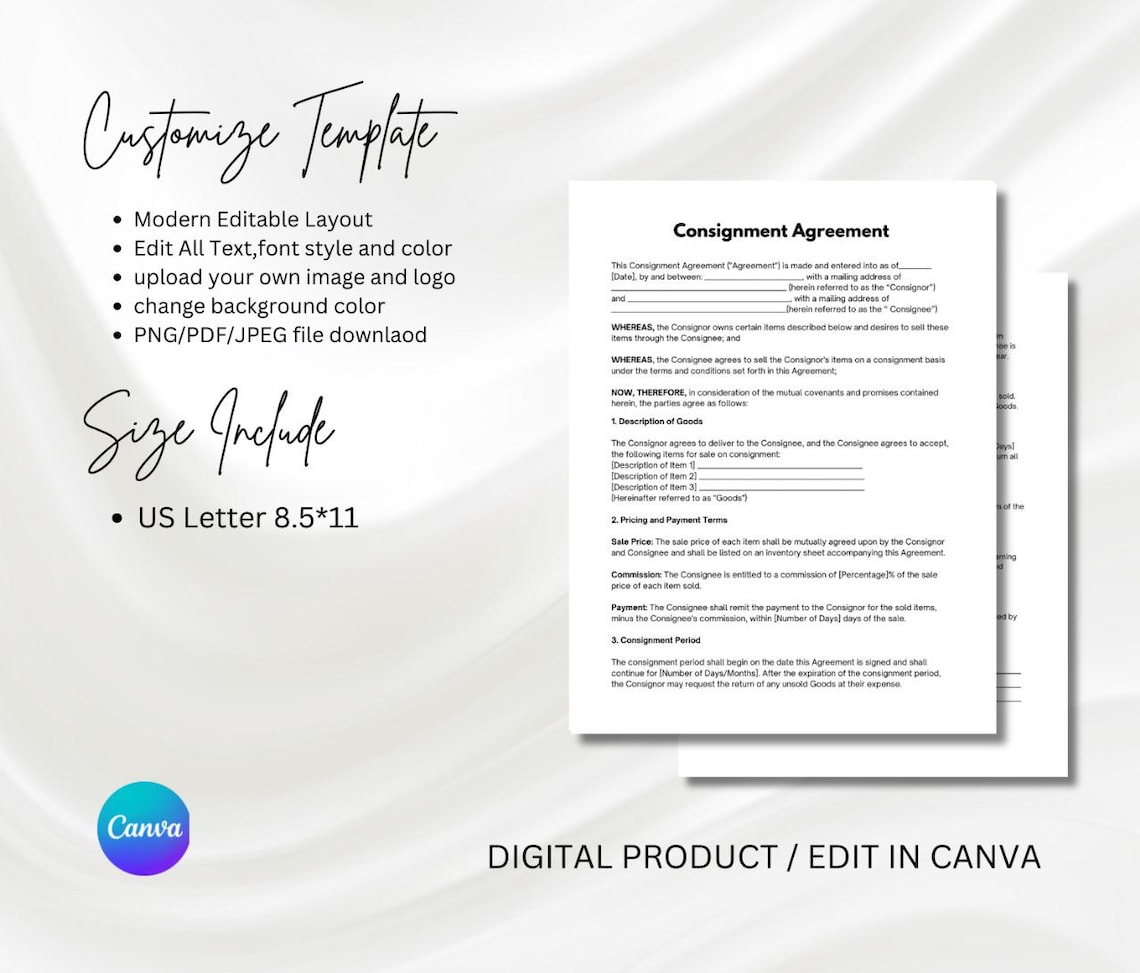 Editable Consignment Agreement, Product Consignment Agreement ...