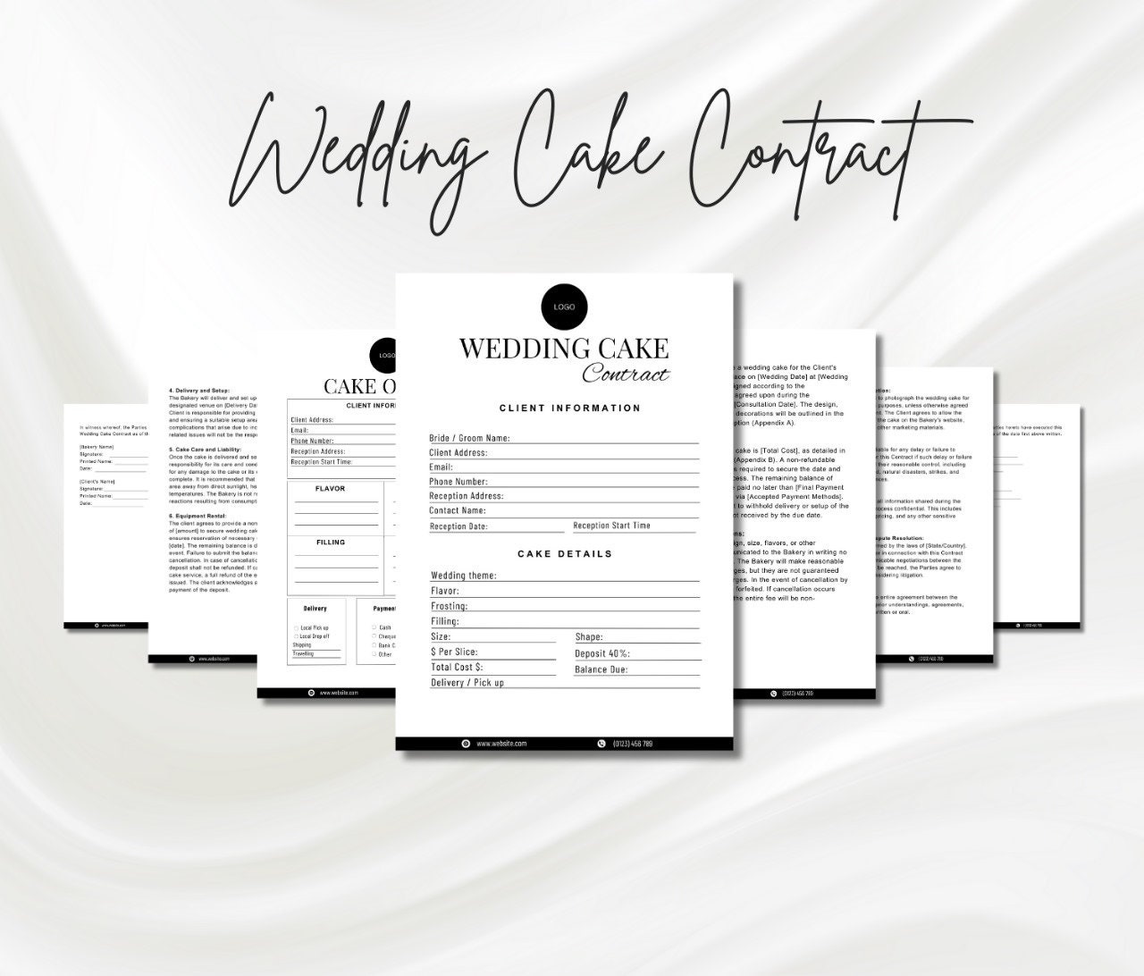 Wedding Cake Contract Template, Catering Agreement Form, Cake Service ...