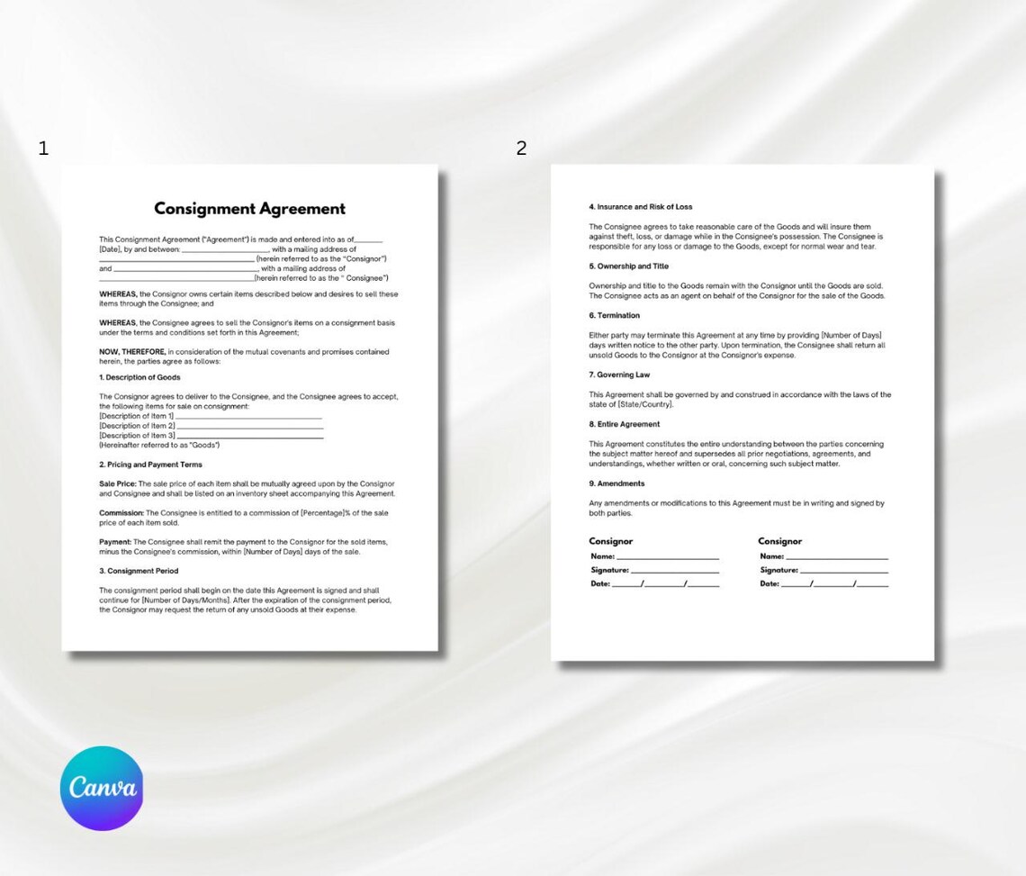Editable Consignment Agreement, Product Consignment Agreement ...