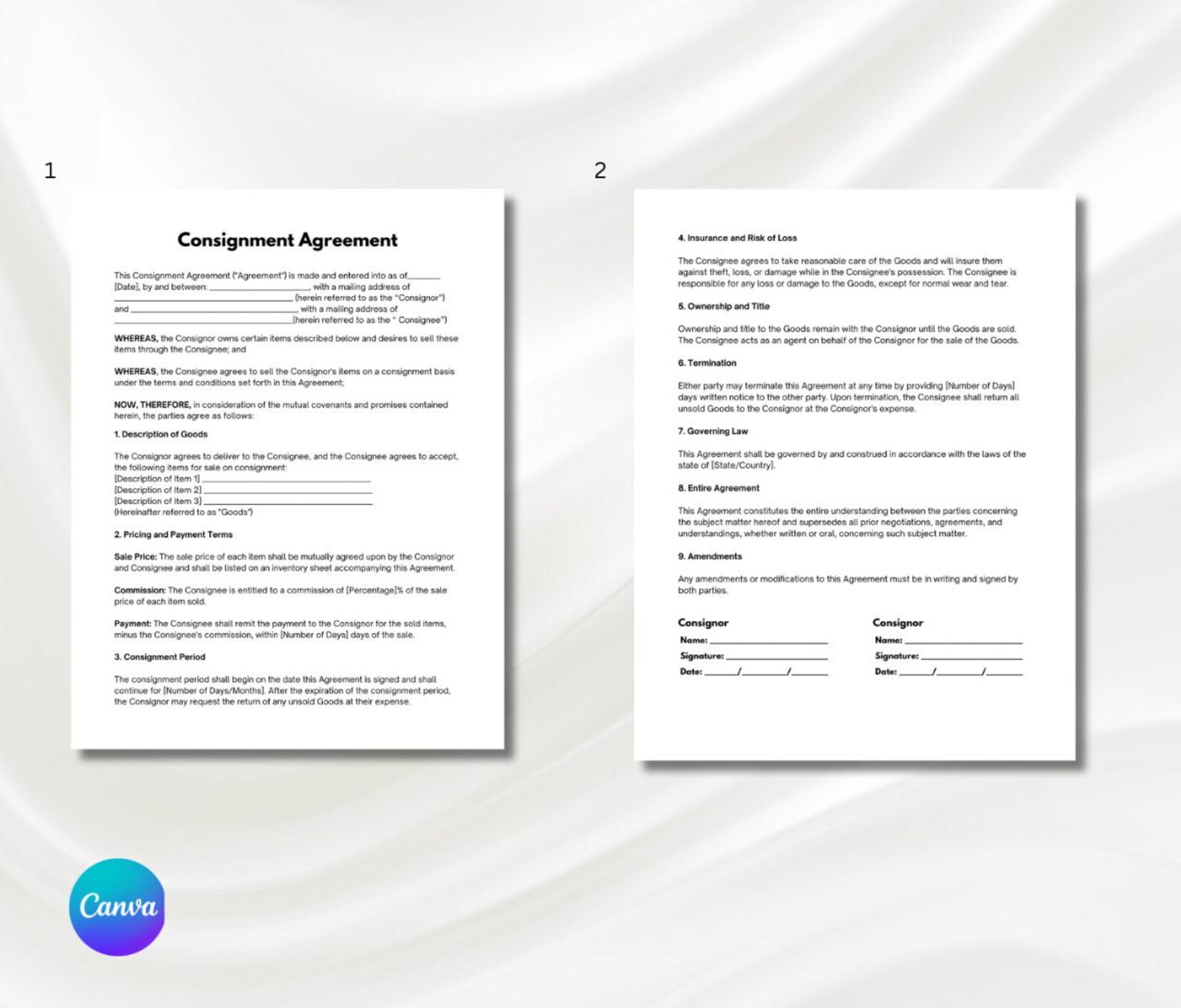 Editable Consignment Agreement, Product Consignment Agreement ...