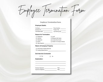 Employee Termination Form, Printable Employee Termination Form, HR ...