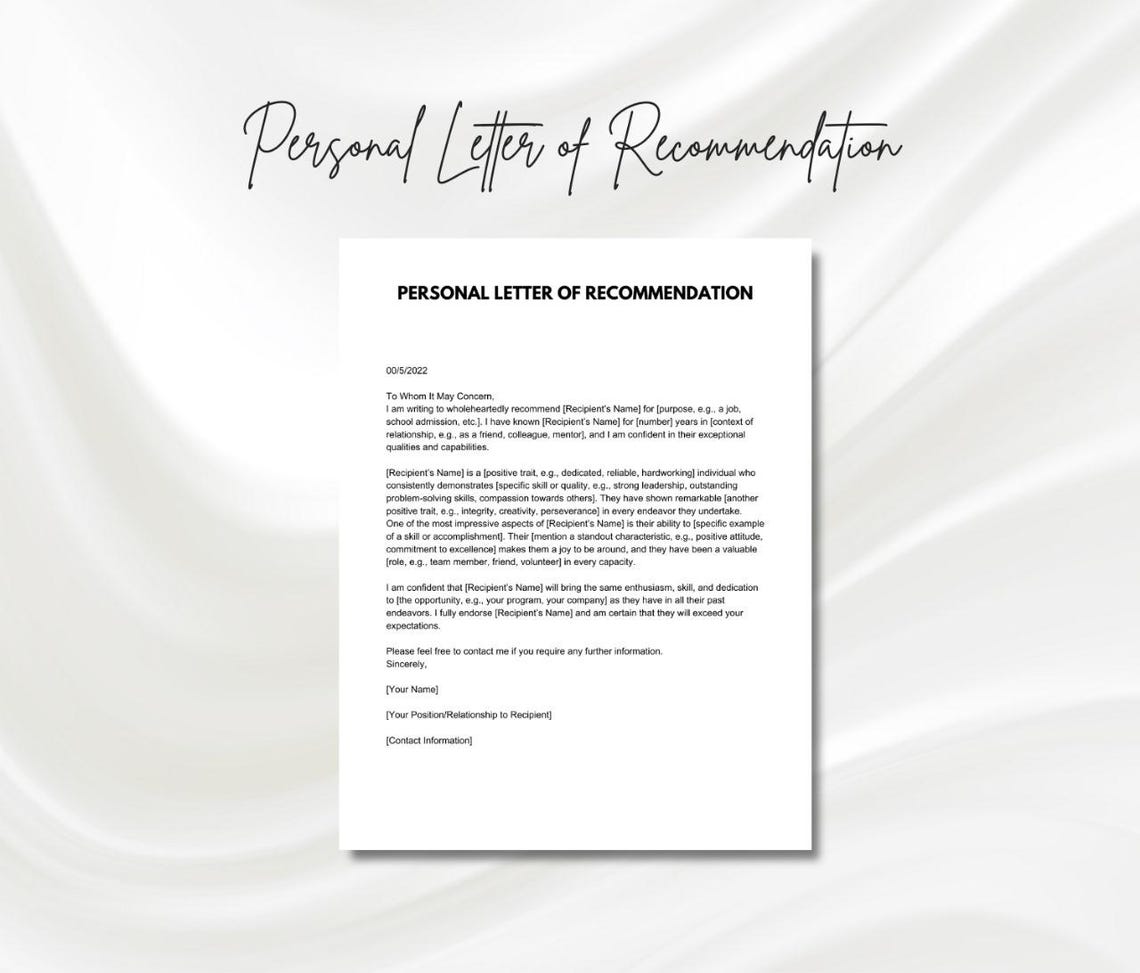 Letter of Recommendation, Personal Letter of Recommendation, Court ...