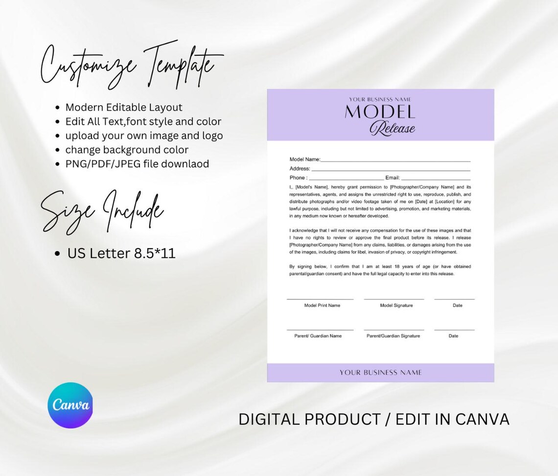 Model Release Form Template, Photography Model Release Form ...