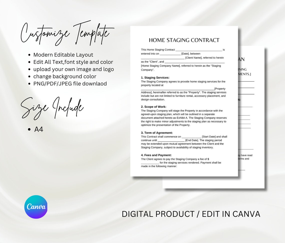 Home Staging Contract, Home Staging Agreement Template, Home Staging ...