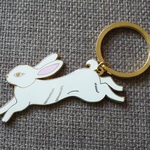 Rabbit Keychain Rabbit Keyring Gold Bunny Keyring Enamel - Etsy